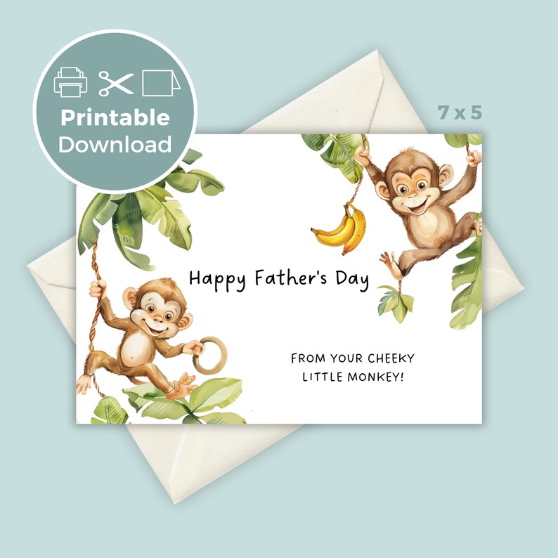 Printable Funny Father's Day Card, Cute Cheeky Monkey Father's Day Card ...