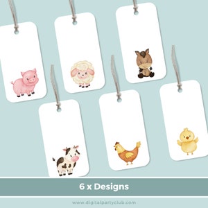 Farm Animal Gift Tags, Printable Children's Gift Tags, 6 Party Gift ...
