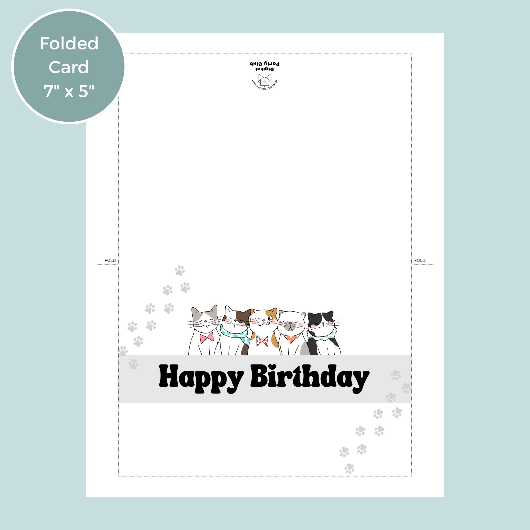 Birthday Card Bundle Printable Dog and Cat, Set of 4 Printable Pet ...