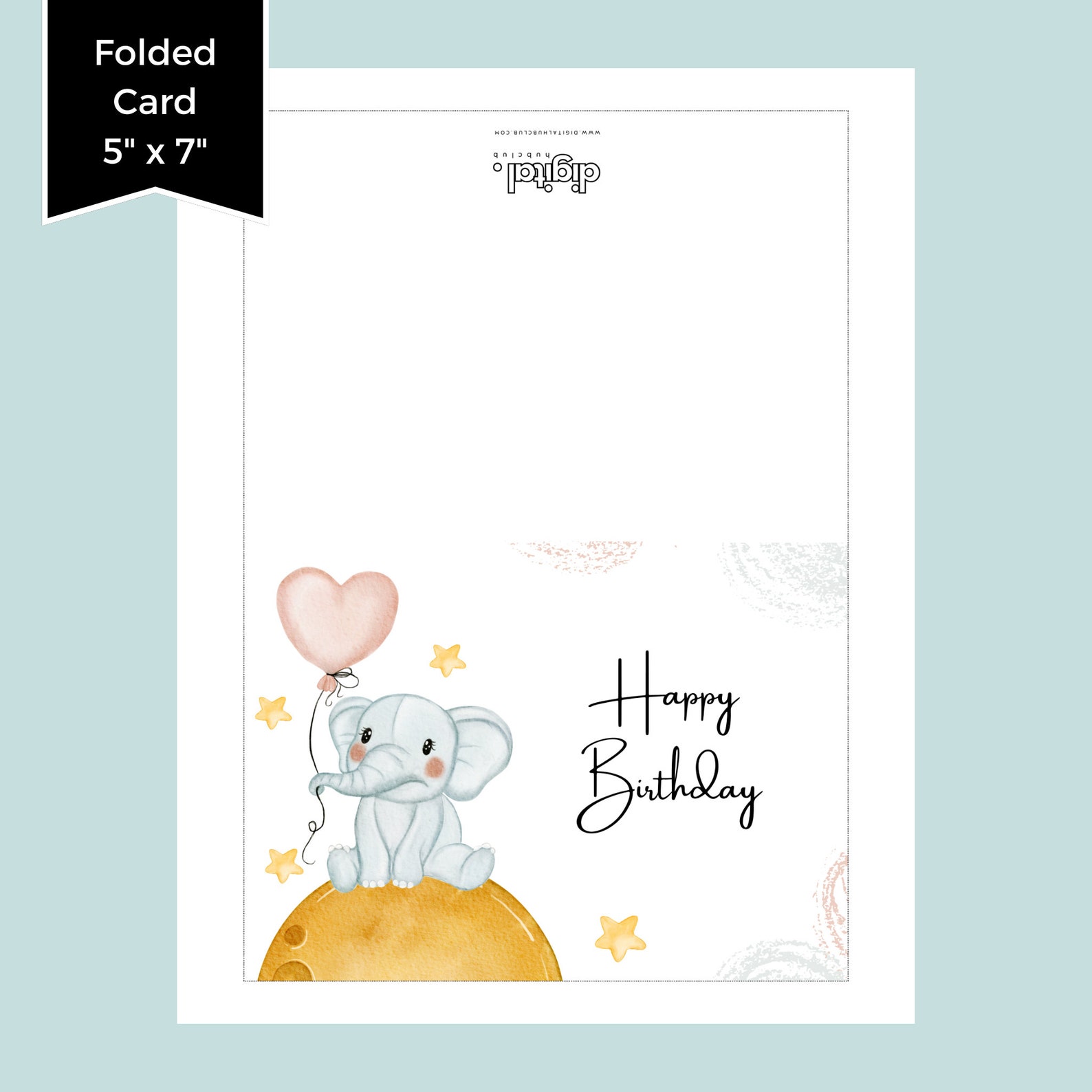Printable Birthday Card Happy Birthday Card Baby Elephant - Etsy