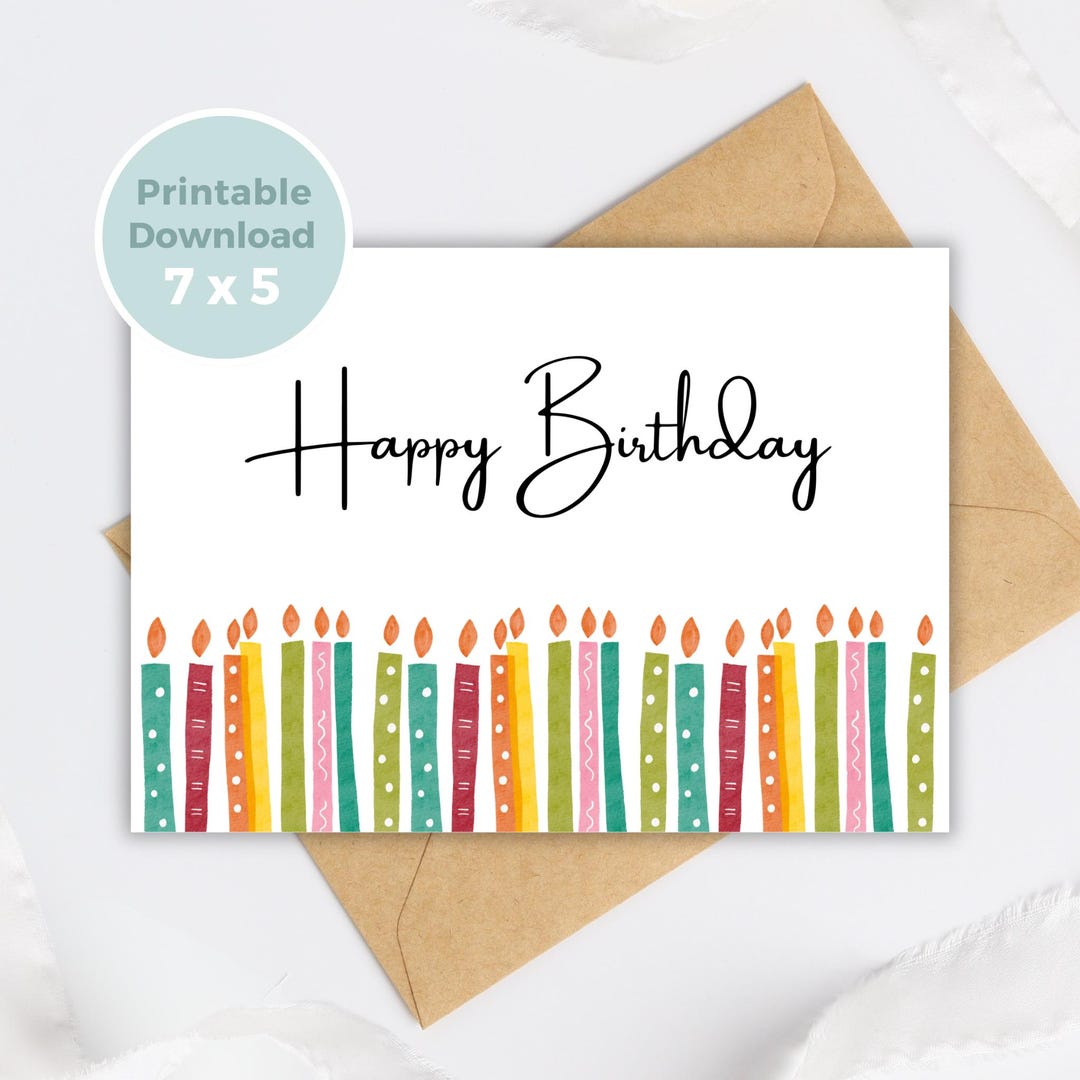 Printable Birthday Card, Instant Download, Digital Greeting Card, Happy ...