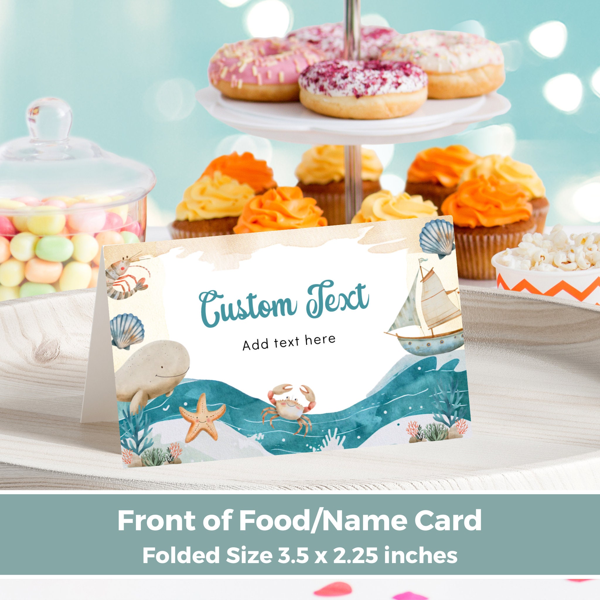 Editable Under the Sea Food Buffet Label Tent Card Food Place Cards ...