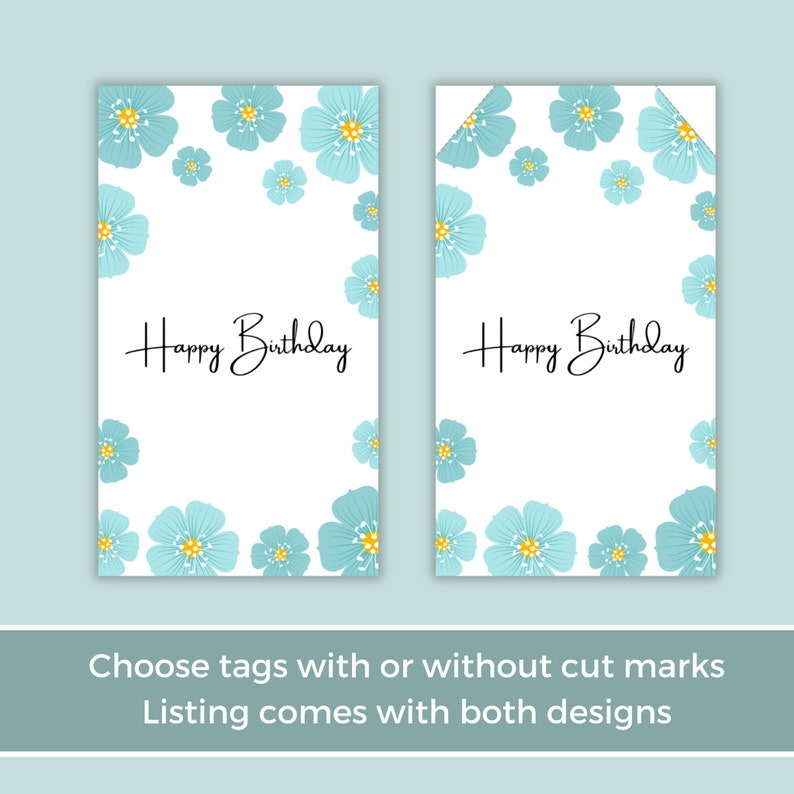 Printable Birthday Gift Tag With Floral Design, Print at Home, Instant ...