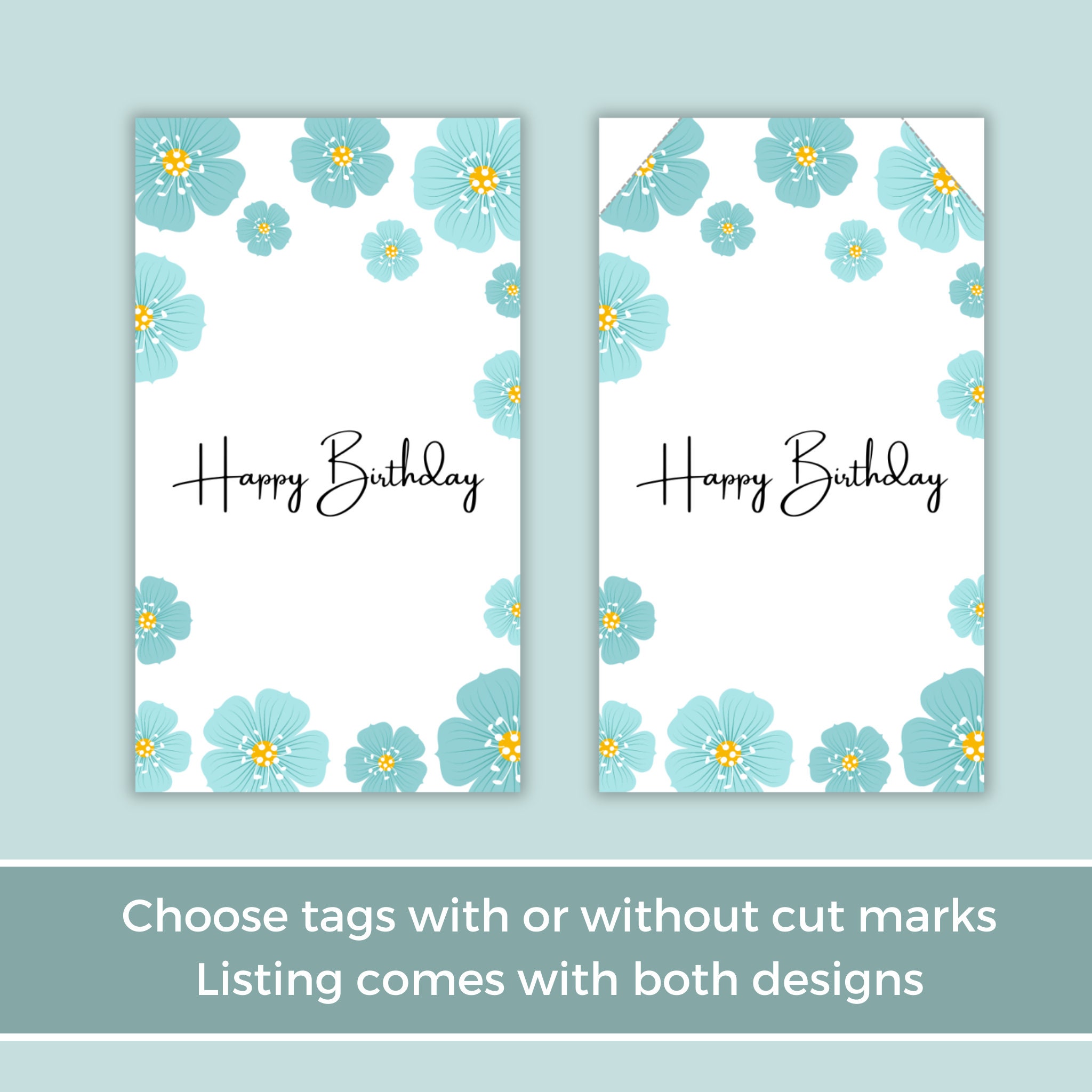 Printable Birthday Gift Tag With Floral Design, Print at Home, Instant ...