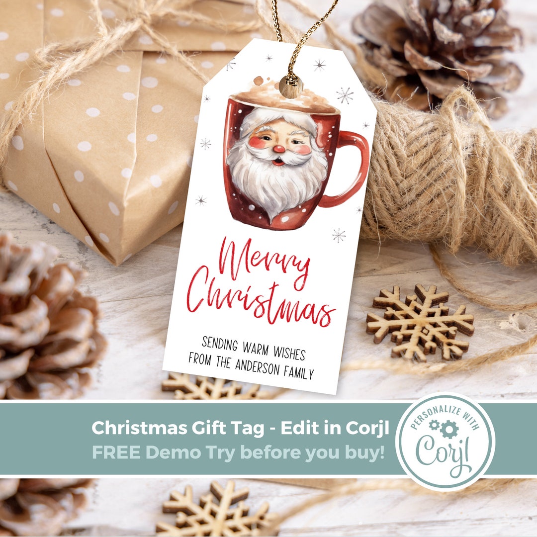 Editable Christmas Gift Tag Holiday Merry Christmas Gift Tag Sending ...