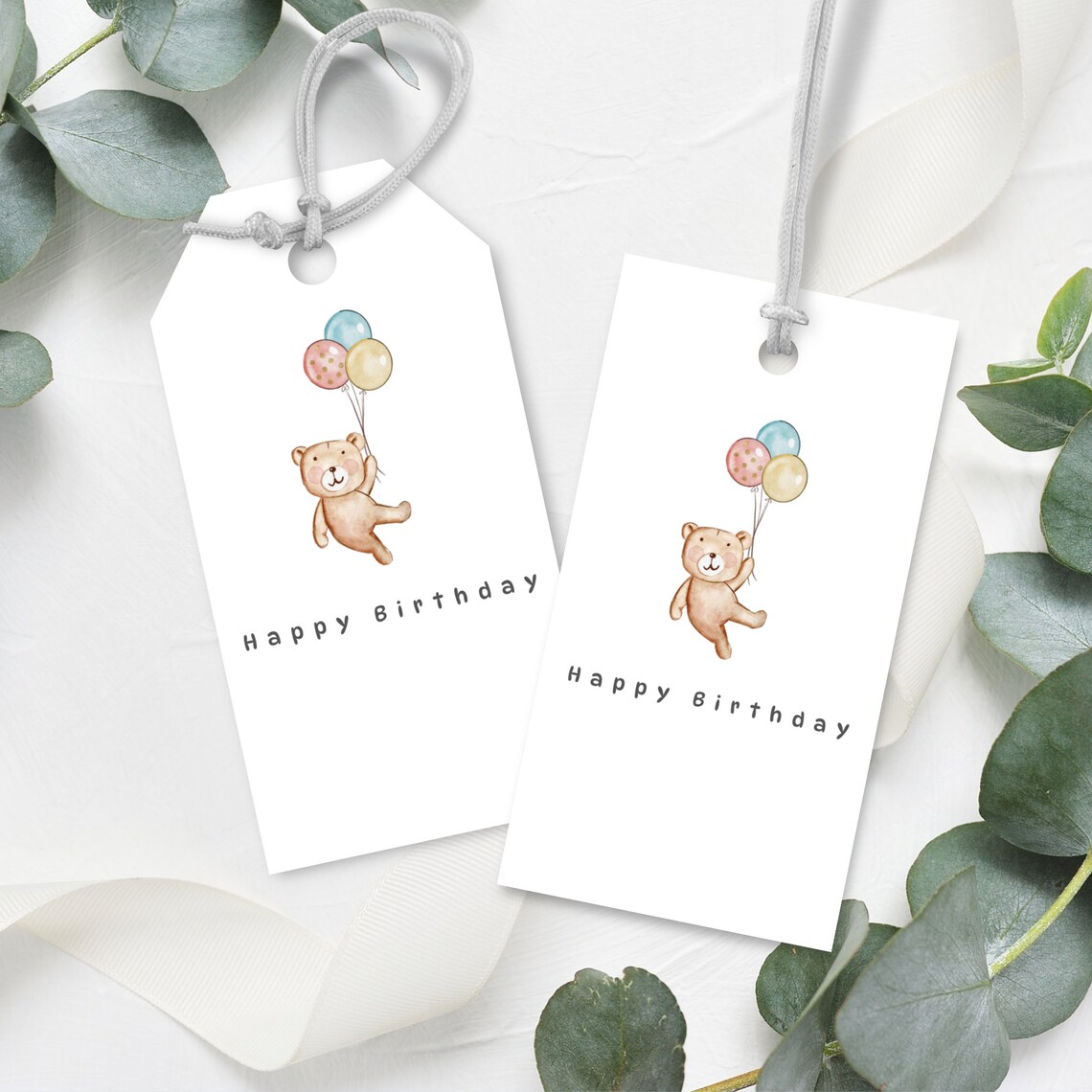 Printable Baby Bear Birthday Gift Tag Instant Download, Cute Teddy ...