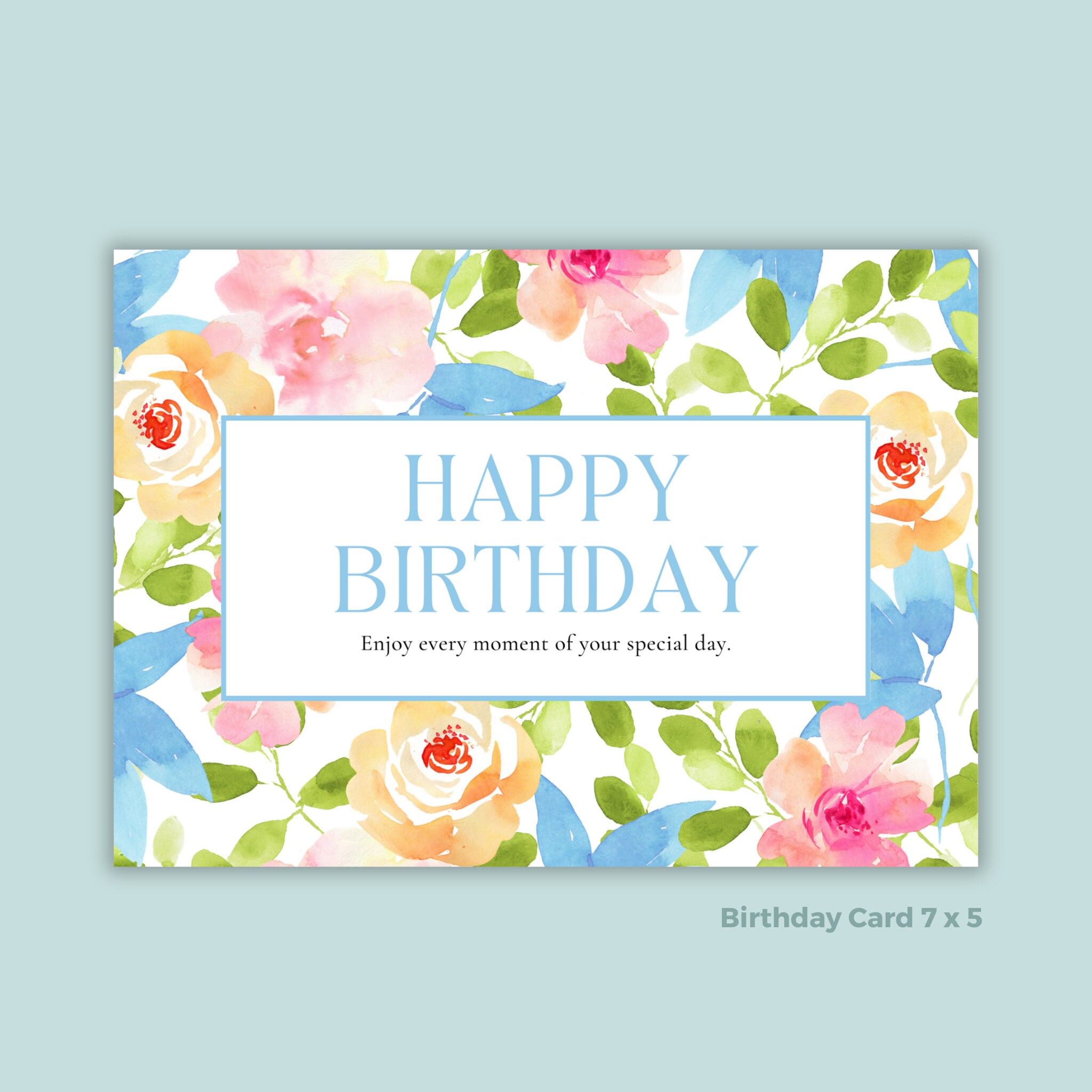 Printable Birthday Card With Flowers, Floral Birthday Card, Printable ...