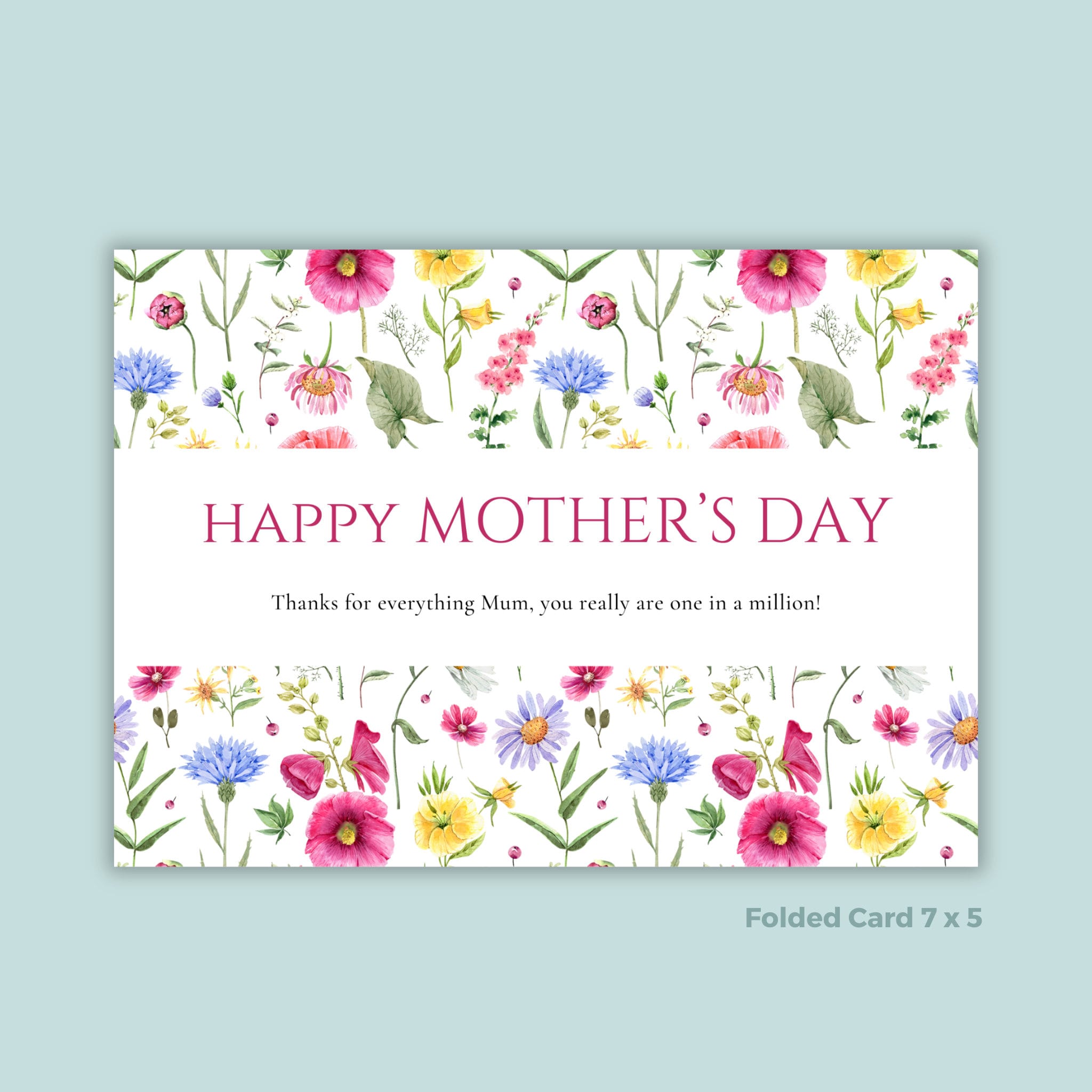 Printable Mothers Day Card, Floral Mothers Day Card, Floral DIY ...