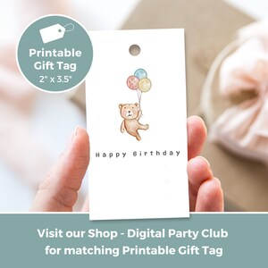 Printable Birthday Card With Cute Teddy Bear and Balloons, Baby Bear ...