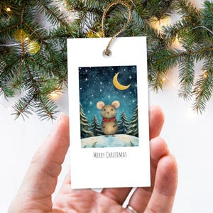Printable 2x3.5 Christmas Gift Tags, Cute Mouse Holiday Tags, DIY ...