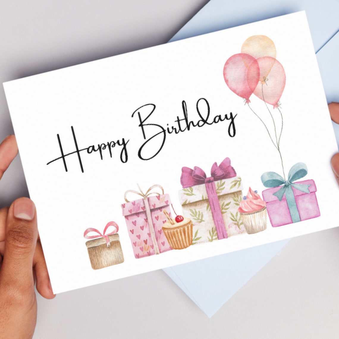 Printable Birthday Card, Birthday Card Presents, Happy Birthday Card ...