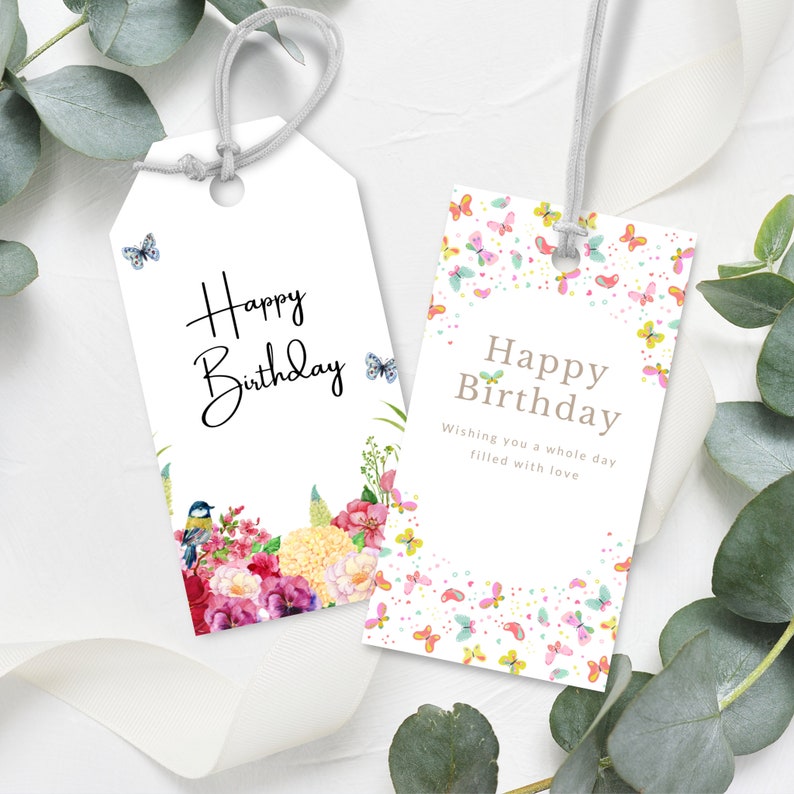 Selection of Birthday Gift Tags, Printable Happy Birthday Gift Tags, 6 ...