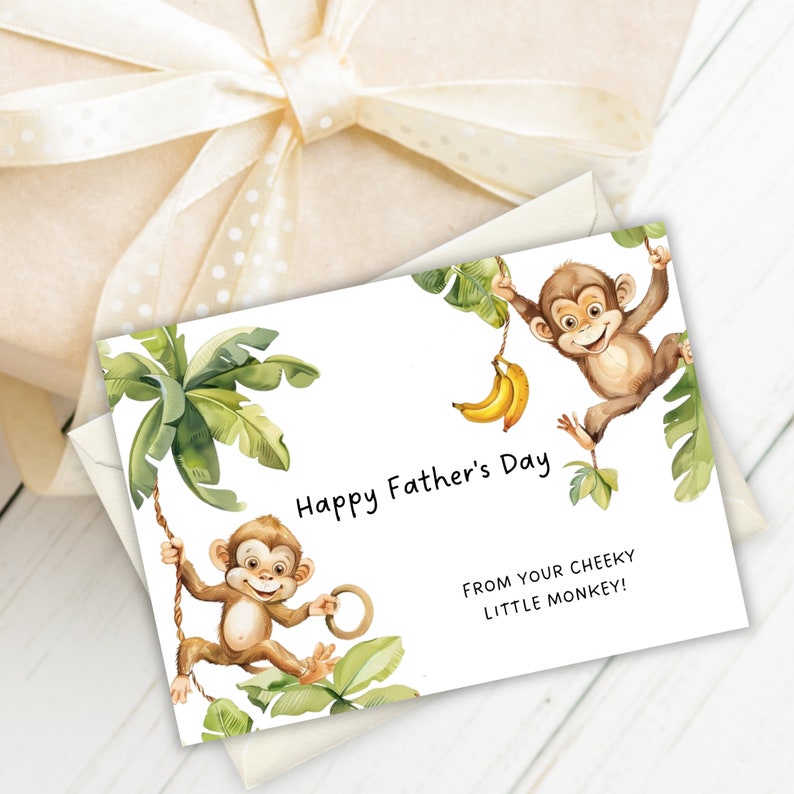 Printable Funny Father's Day Card, Cute Cheeky Monkey Father's Day Card ...