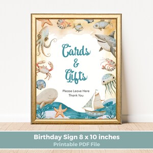 Printable Cards and Gifts Sign Under the Sea Birthday Party, Ocean ...