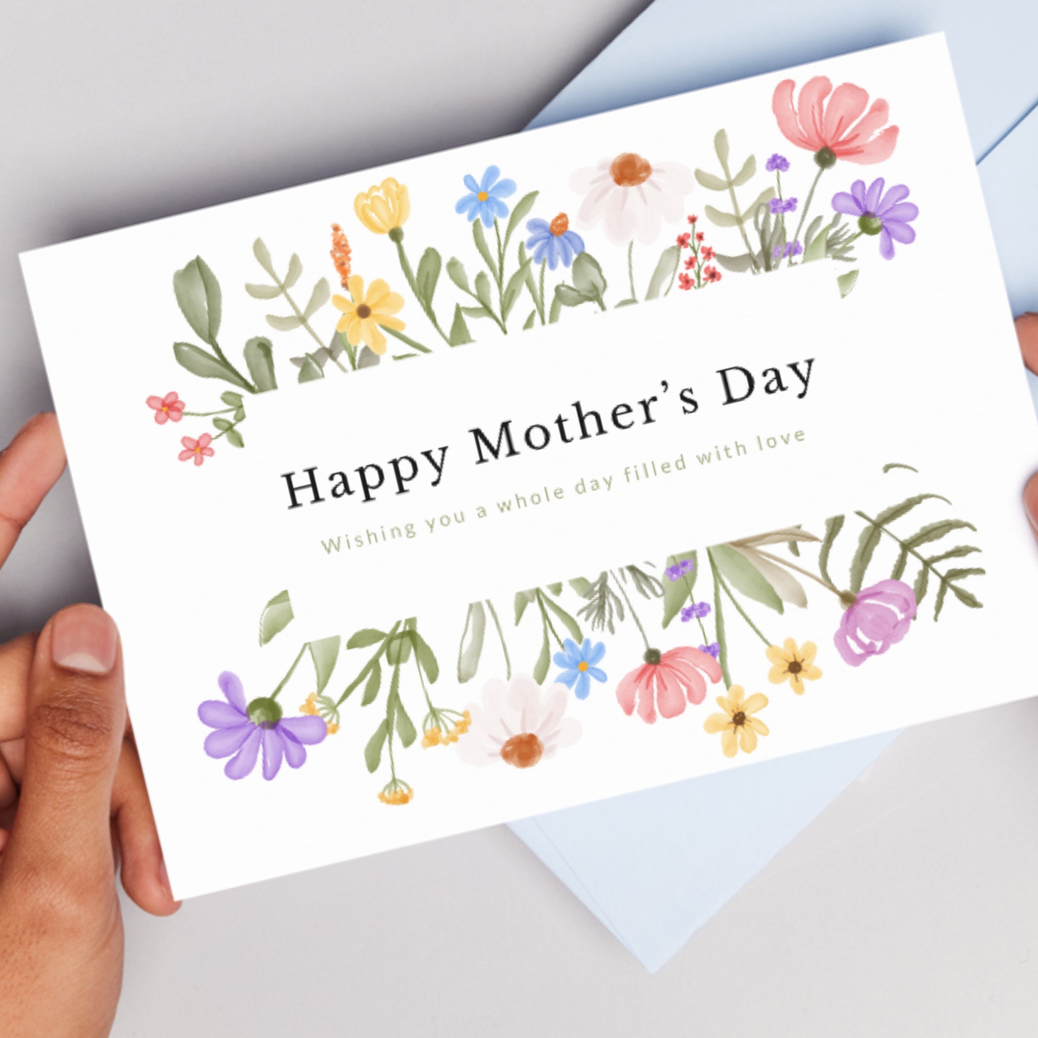 Printable Mothers Day Card, Floral Mothers Day Card, Print at Home ...