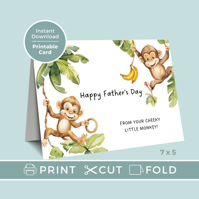 Printable Funny Father's Day Card, Cute Cheeky Monkey Father's Day Card ...