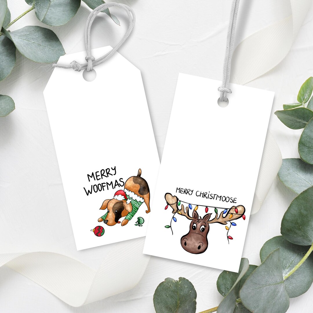 Set of 6 Funny Christmas Gift Tags, Printable Holiday Gift Tags ...