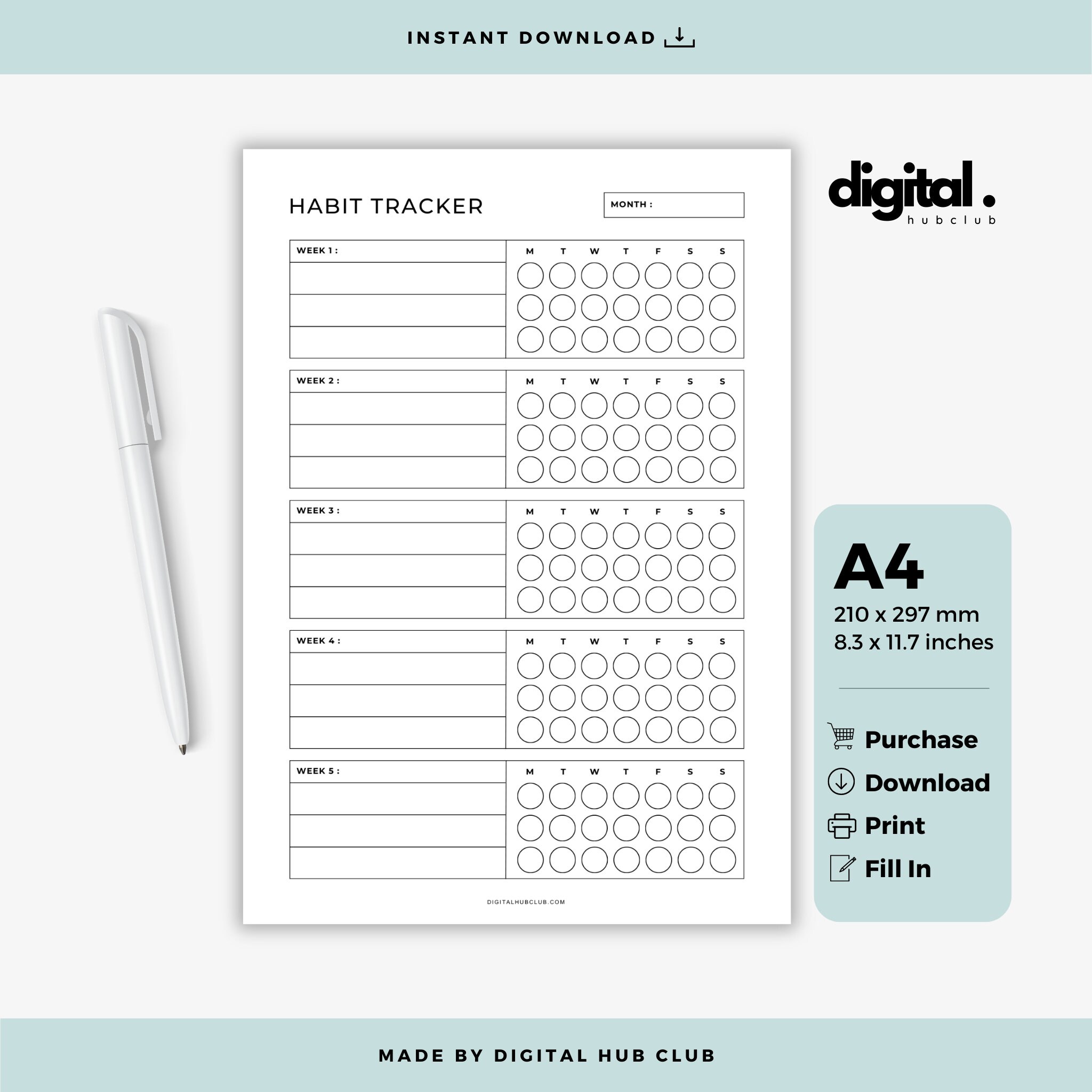 Monthly Habit Tracker, Habit Tracker Printable, Progress Tracker ...