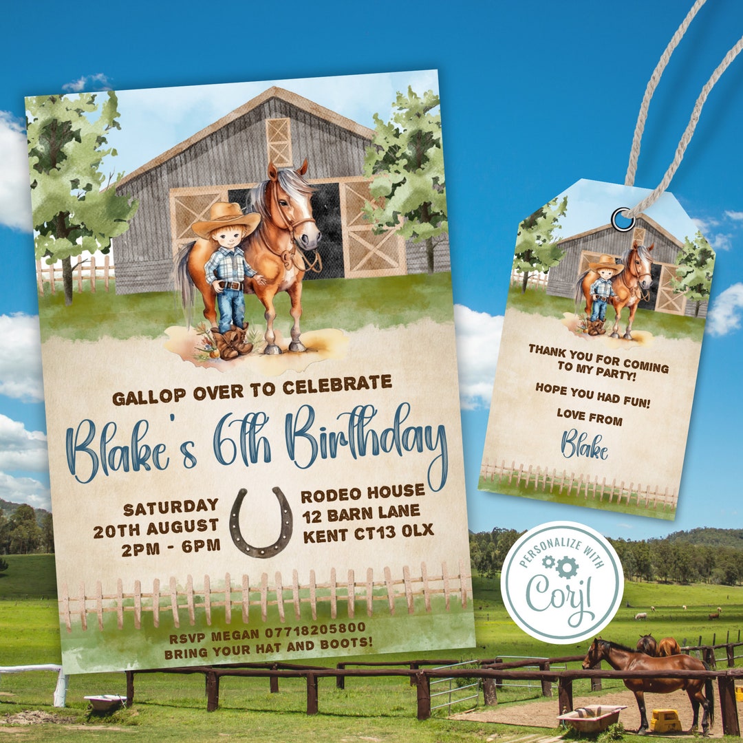 Editable Cowboy Birthday Invitation, Wild West Birthday Invitation ...