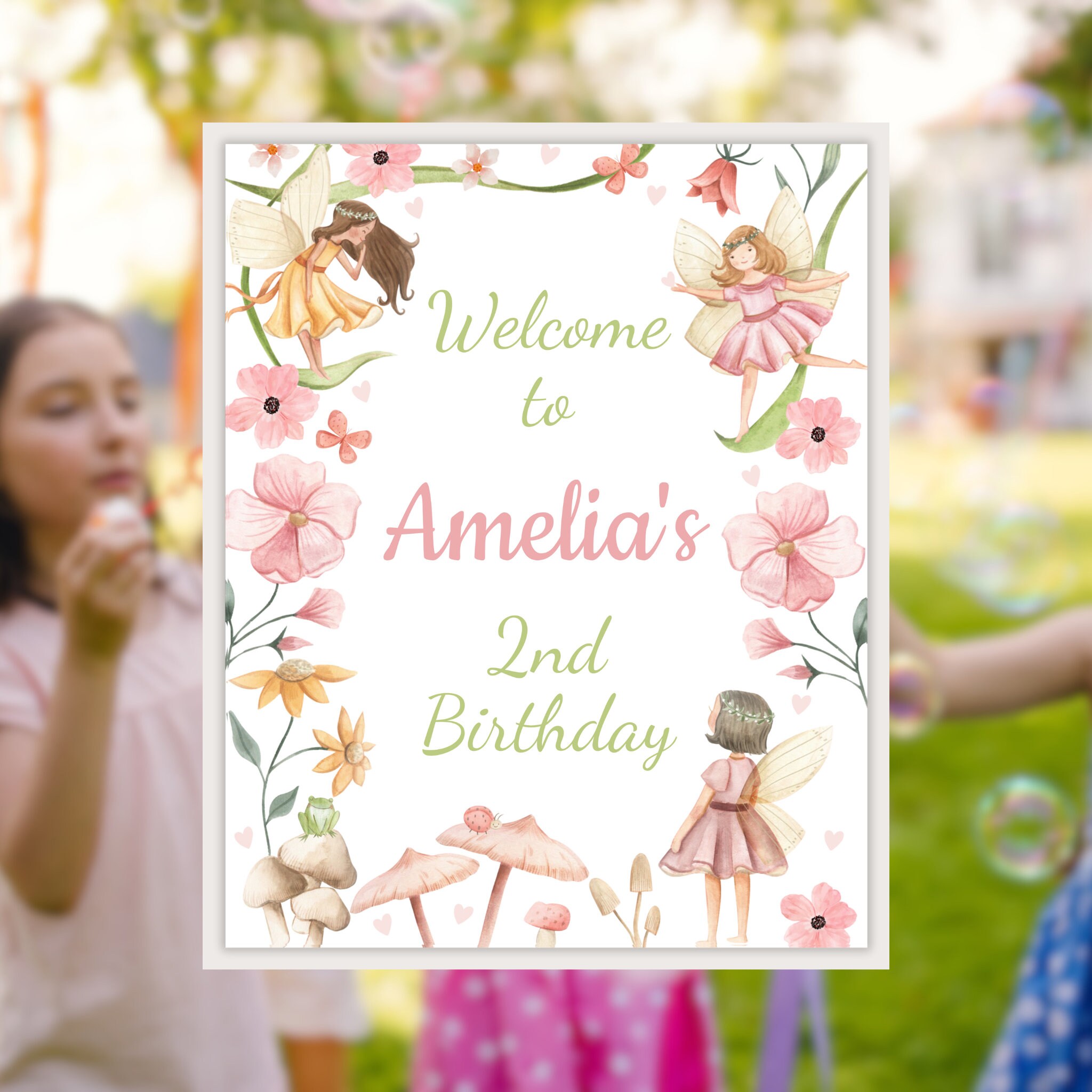 Editable Fairy Birthday Party Welcome Sign, Magical Fairy Party Custom ...