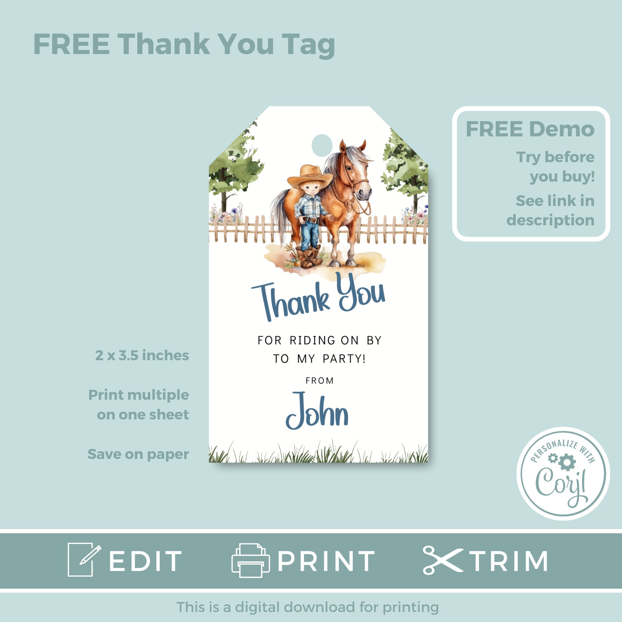 Editable Cowboy Birthday Invitation, Boy Saddle up Invite, Horse Pony ...