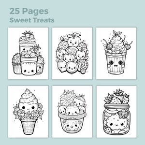 25 Colouring Pages for Kids Printable, Cute Sweet Treats Colouring ...