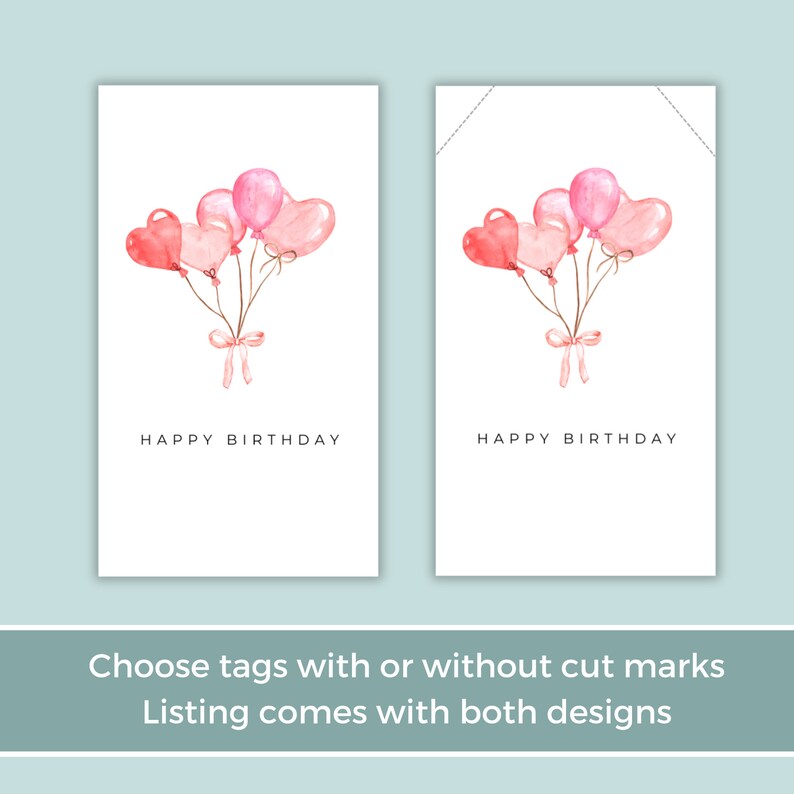 Printable Birthday Gift Tag Instant Download, Favour Tag Balloons ...