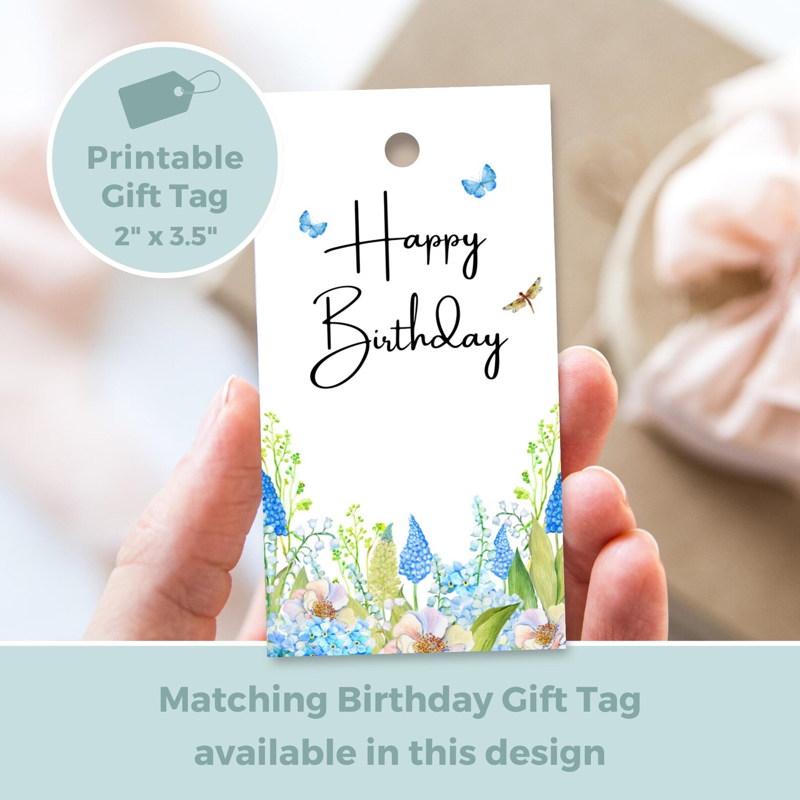 Printable Birthday Card With Spring Flowers, Happy Birthday Floral Card ...