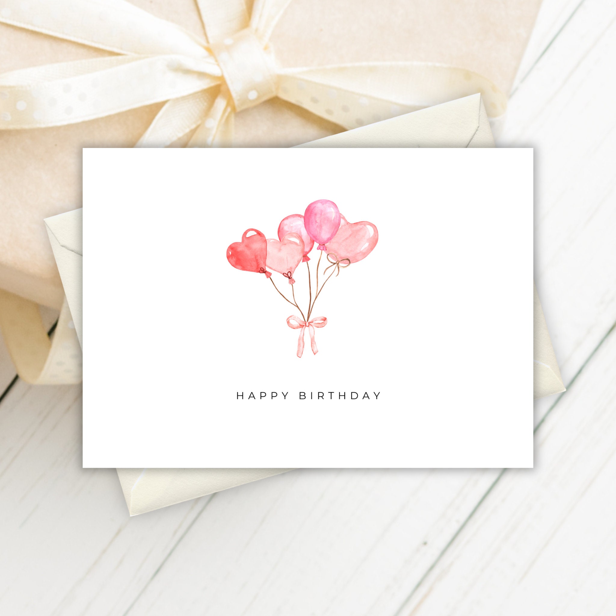 Happy Birthday Card Printable, Balloon Birthday Card Digital Download ...