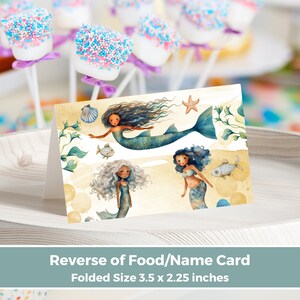 Editable Mermaid Food Buffet Label Tent Card Food Place Cards Table ...