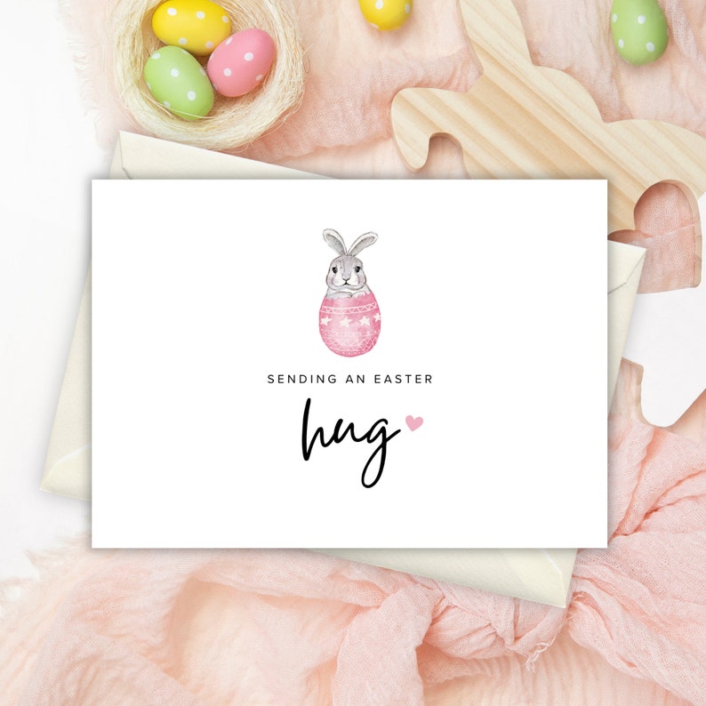Easter Bunny Card Printable, DIY Easter Greeting Card, Holiday Card DIY ...
