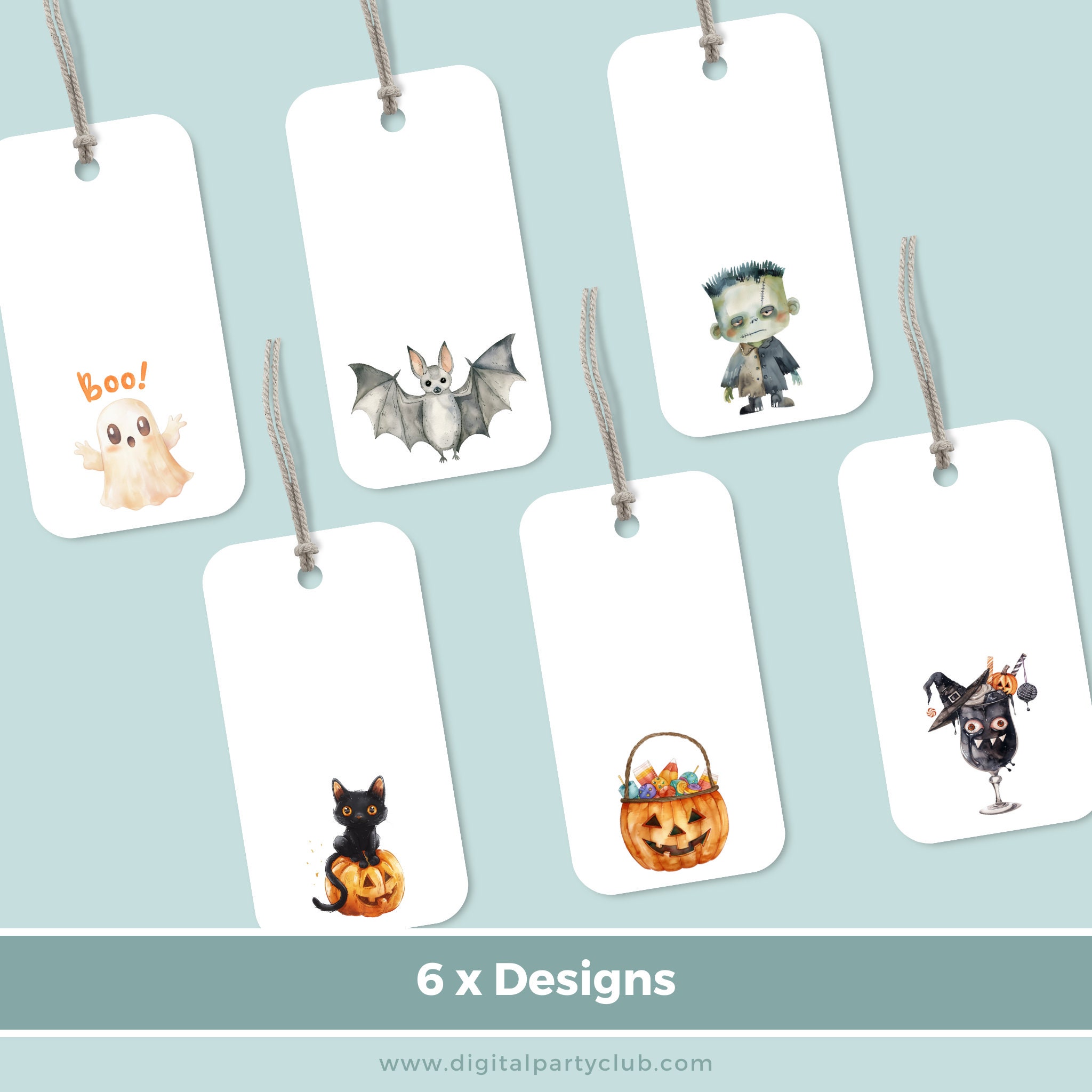 Halloween Gift Tags, Printable Children's Gift Tag Bundle, 6 Party Gift ...