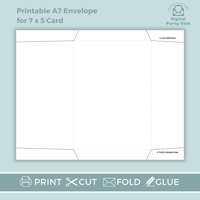 Printable A7 Envelope for 7x5 Card, DIY Envelopes for Printable Cards ...