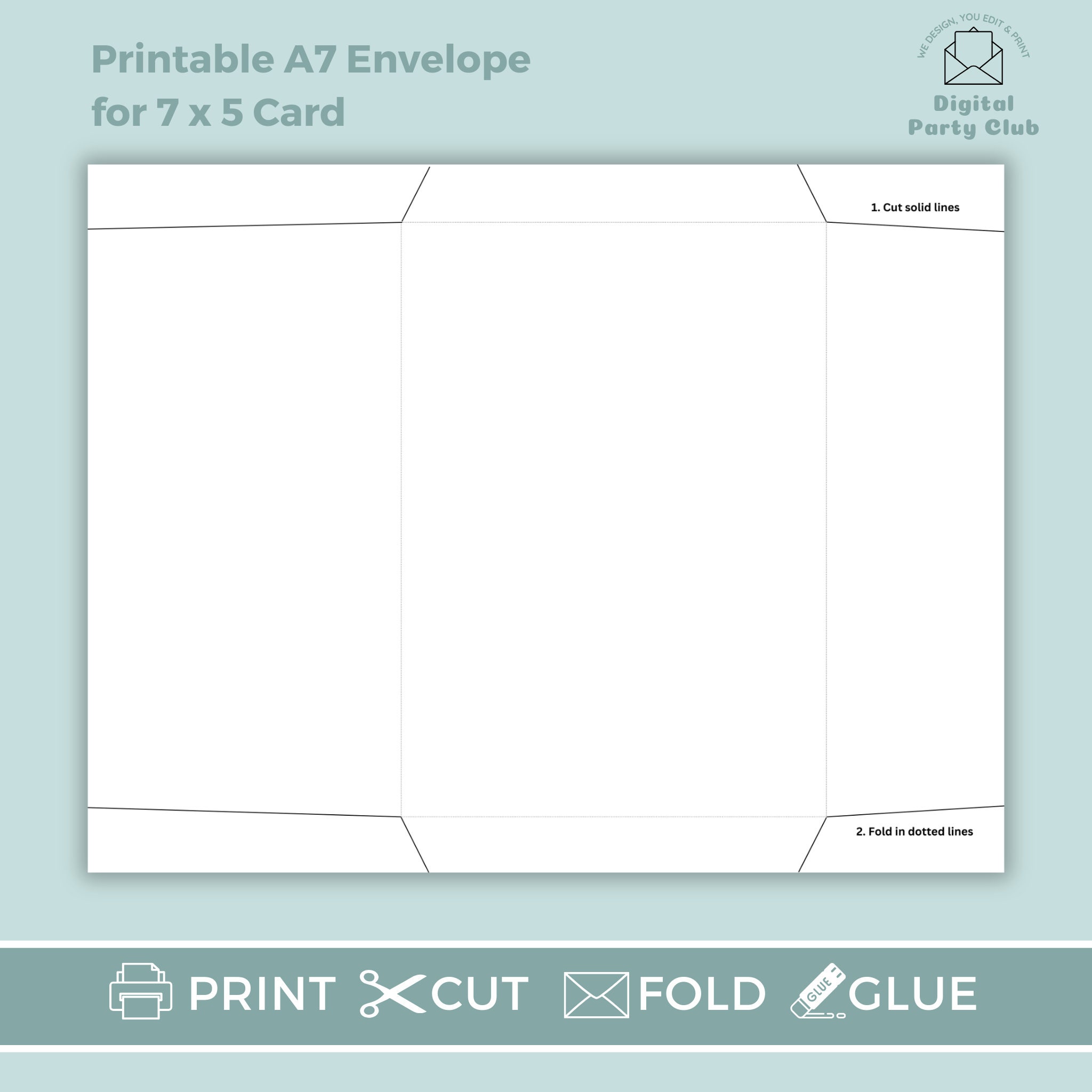 Printable A7 Envelope for 7x5 Card, DIY Envelopes for Printable Cards ...