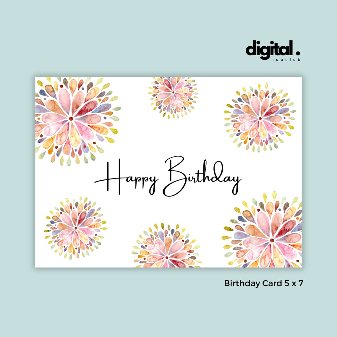 Printable Birthday Card With Flowers Floral Birthday Card - Etsy