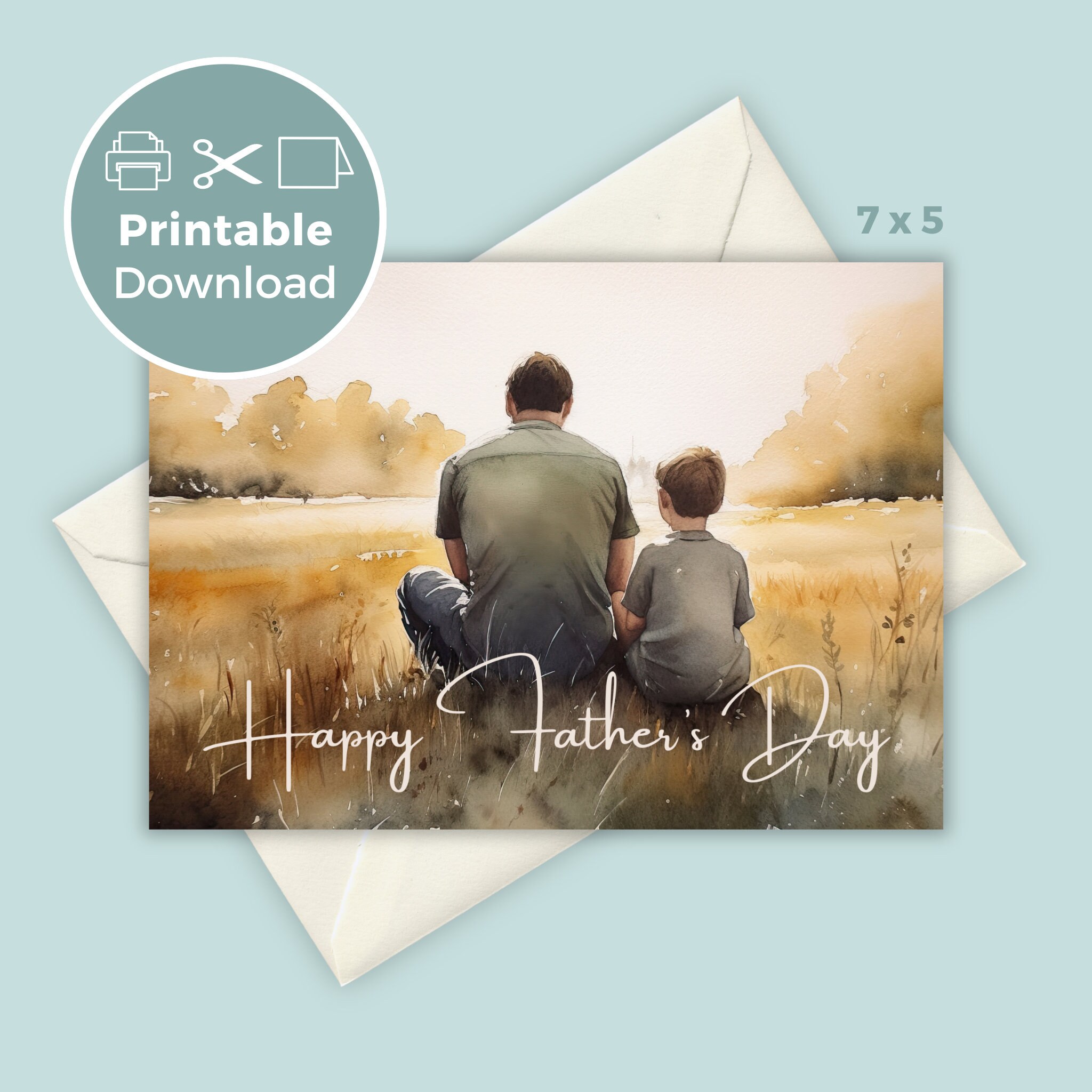 Printable Father's Day Card, Father and Son Day DIY Father's Day Card ...