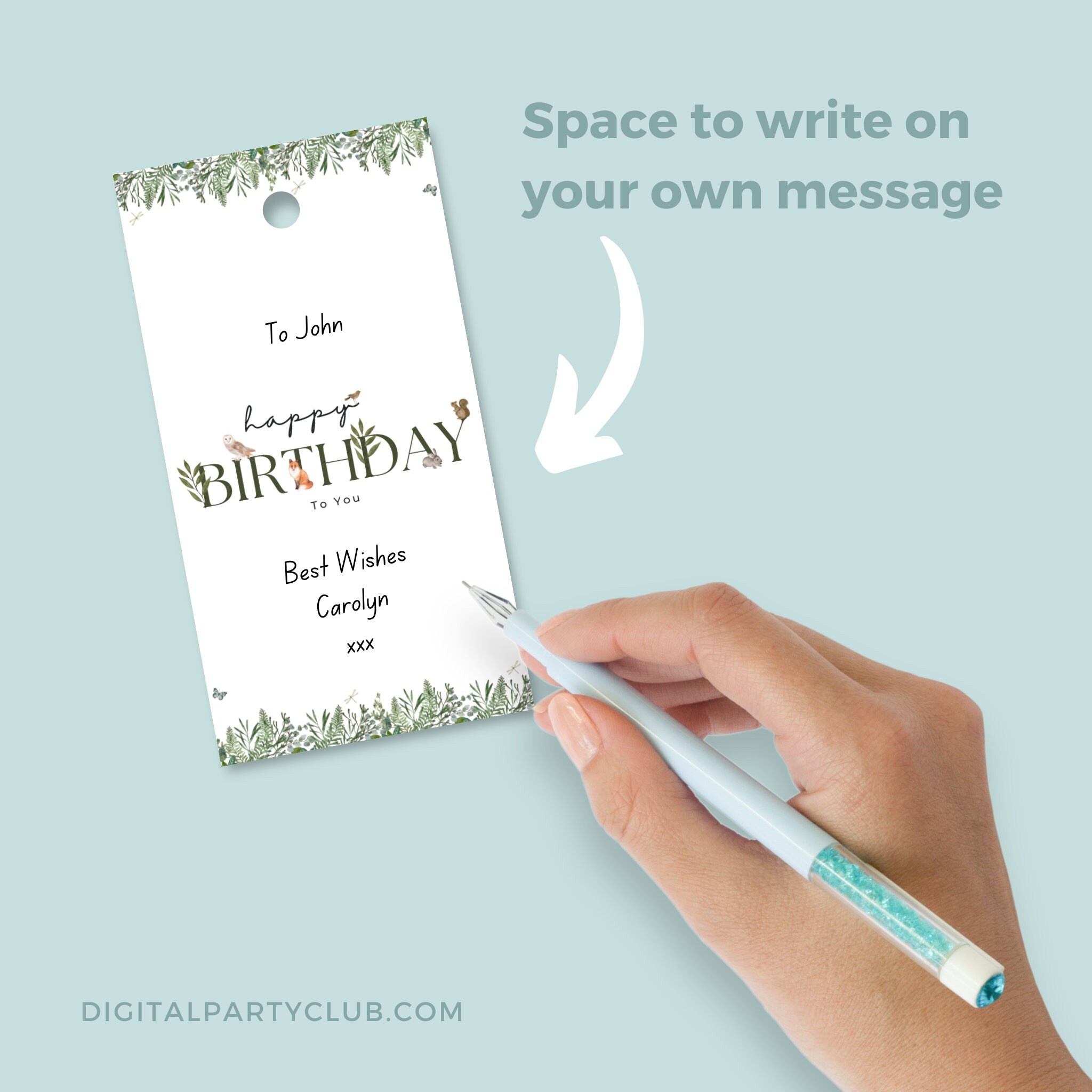 Printable Woodland Animals Birthday Gift Tag, Cute Animal Gift Tags ...