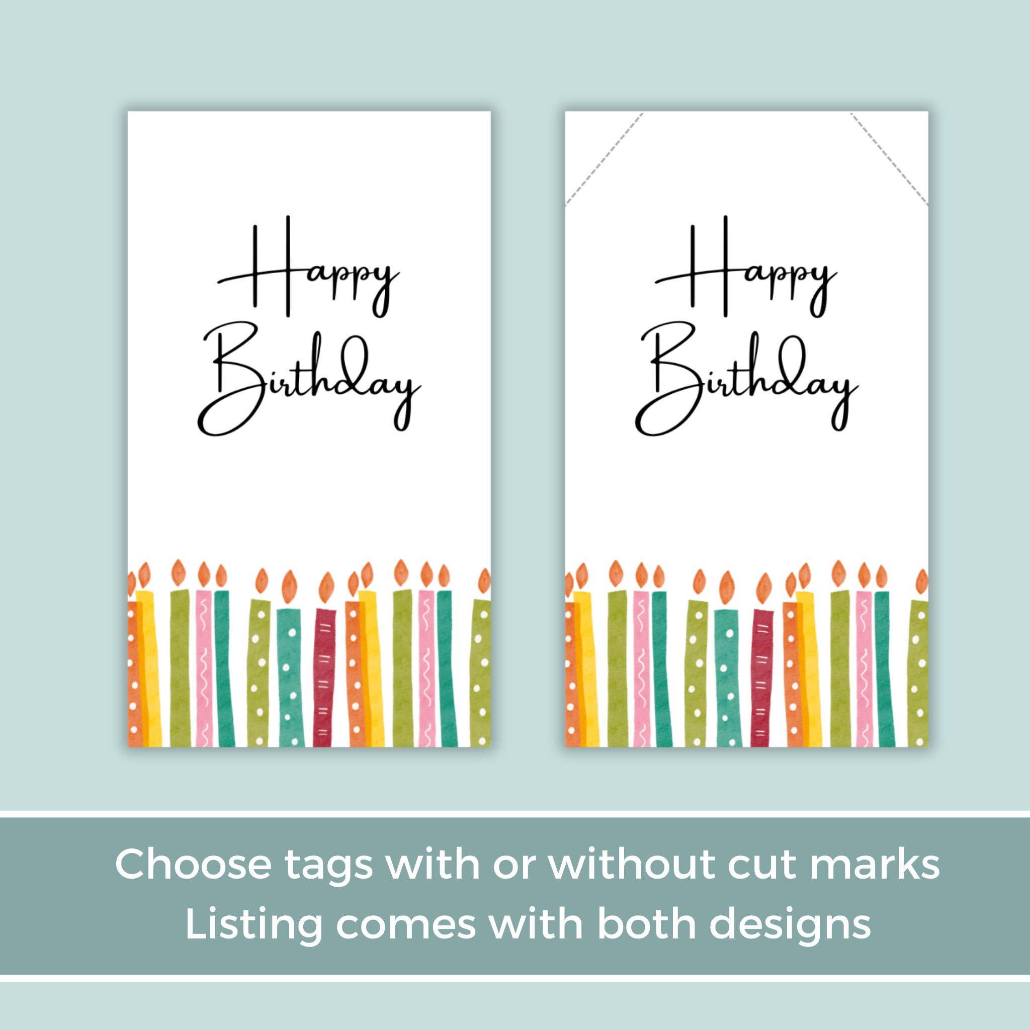 Printable Birthday Gift Tag Instant Download, Favour Tag Candles, Happy ...