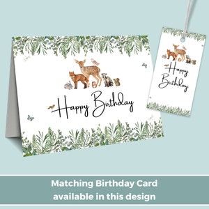 Printable Birthday Gift Tag Woodland Animal, Fox Deer Owl Gift Tag ...