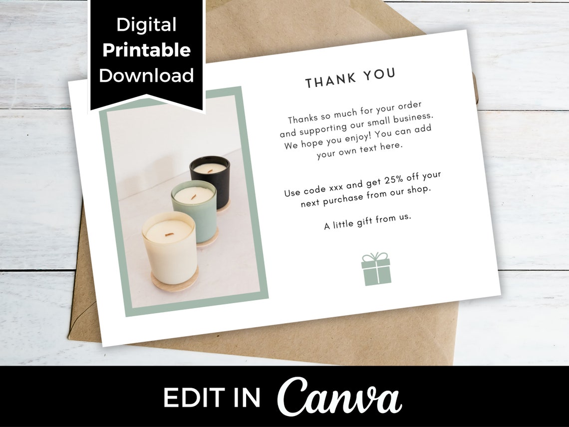 Editable Small Business Thank You Card Template Editable - Etsy