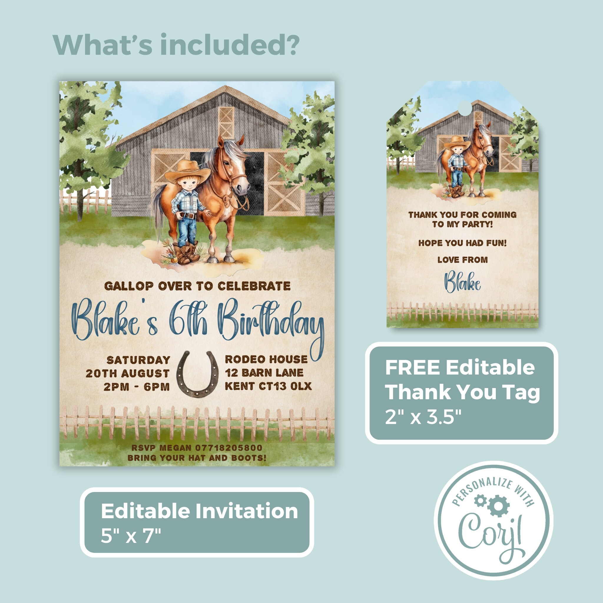 Editable Cowboy Birthday Invitation, Wild West Birthday Invitation ...