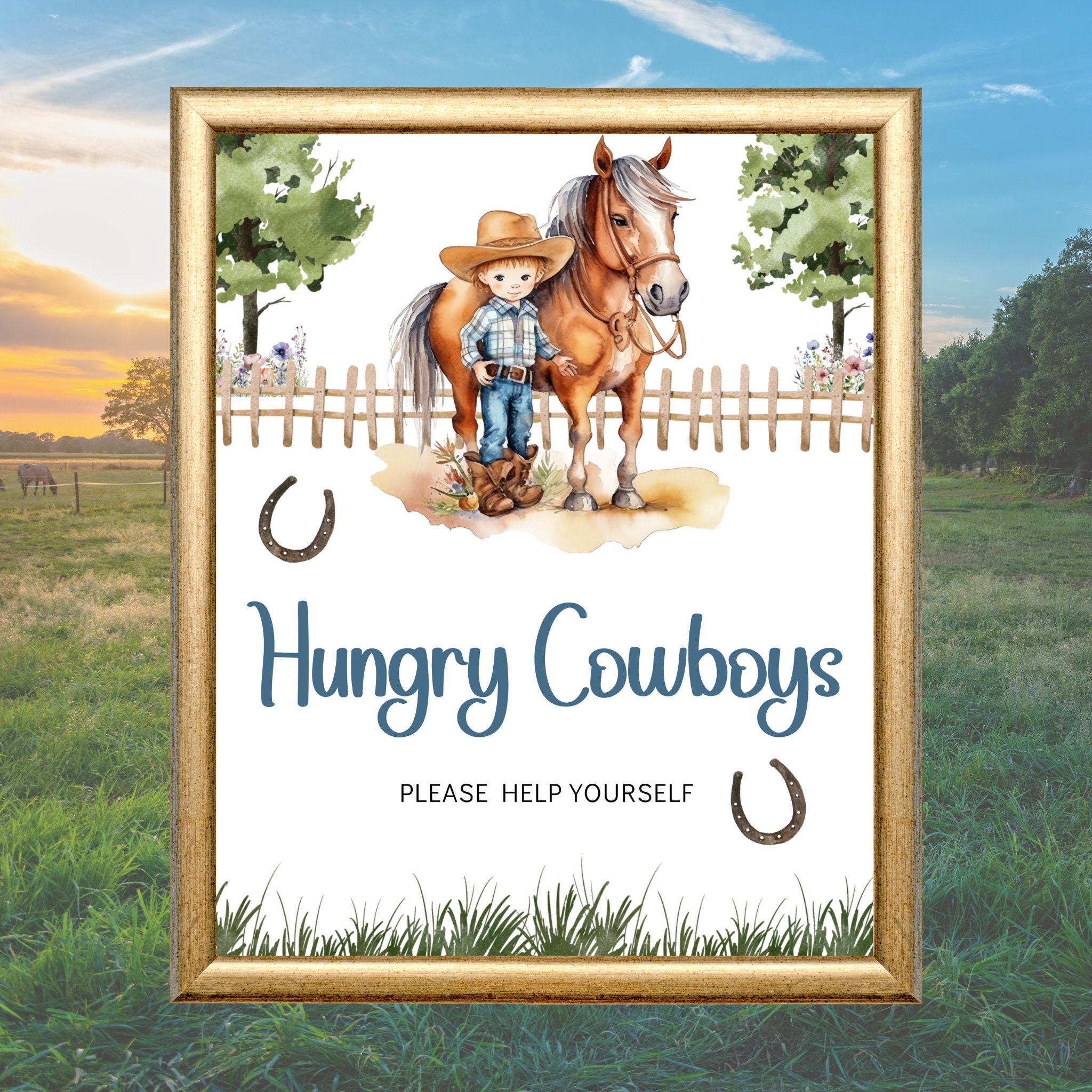 Hungry Cowboy Printable Sign - Saddle up Rodeo Birthday Party Decor ...