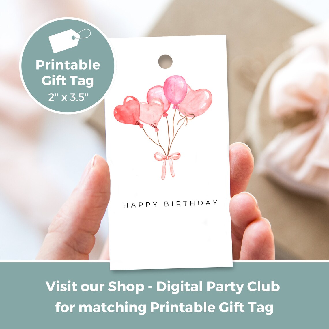 Happy Birthday Card Printable, Balloon Birthday Card Digital Download ...