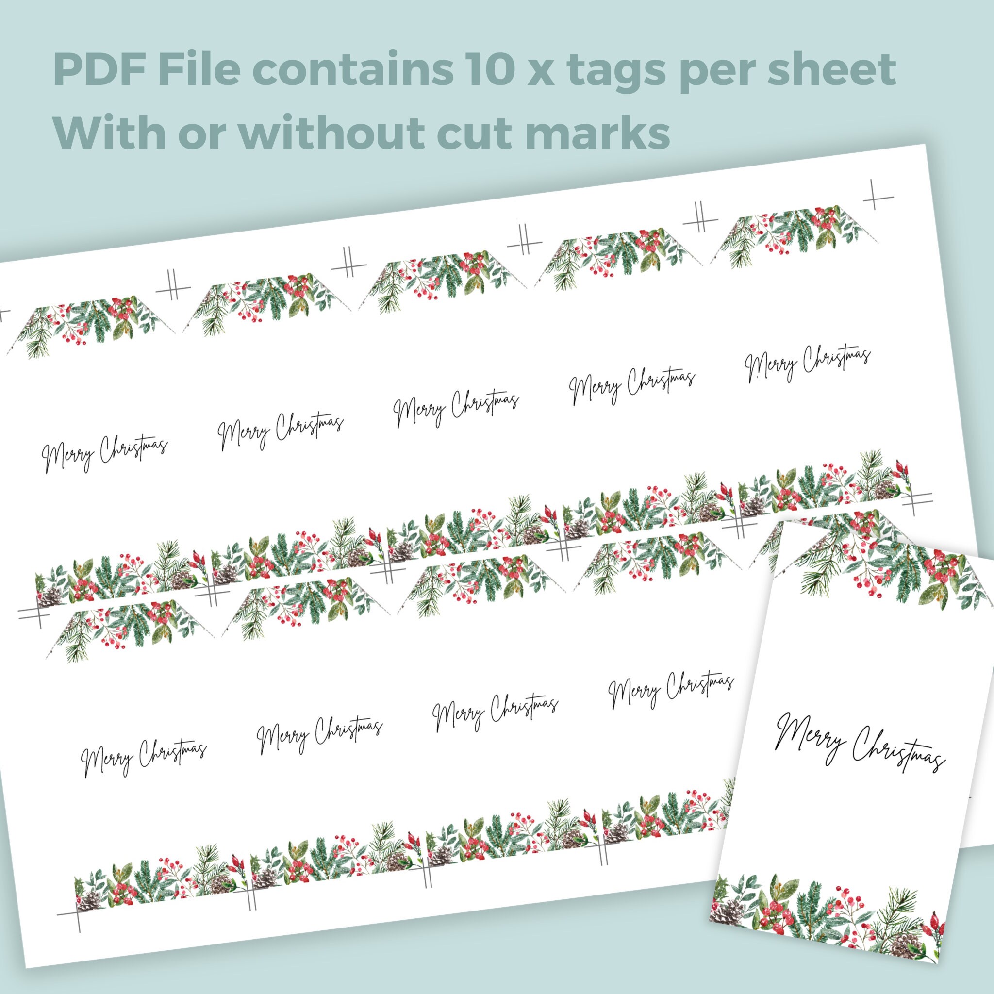 Printable Christmas Gift Tag Instant Download, Festive Christmas Favour ...