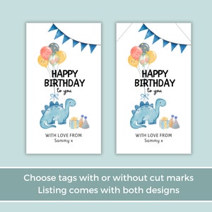 Personalised Birthday Gift Tag With Dinosaur, Kids Gift Tag, Edit and ...