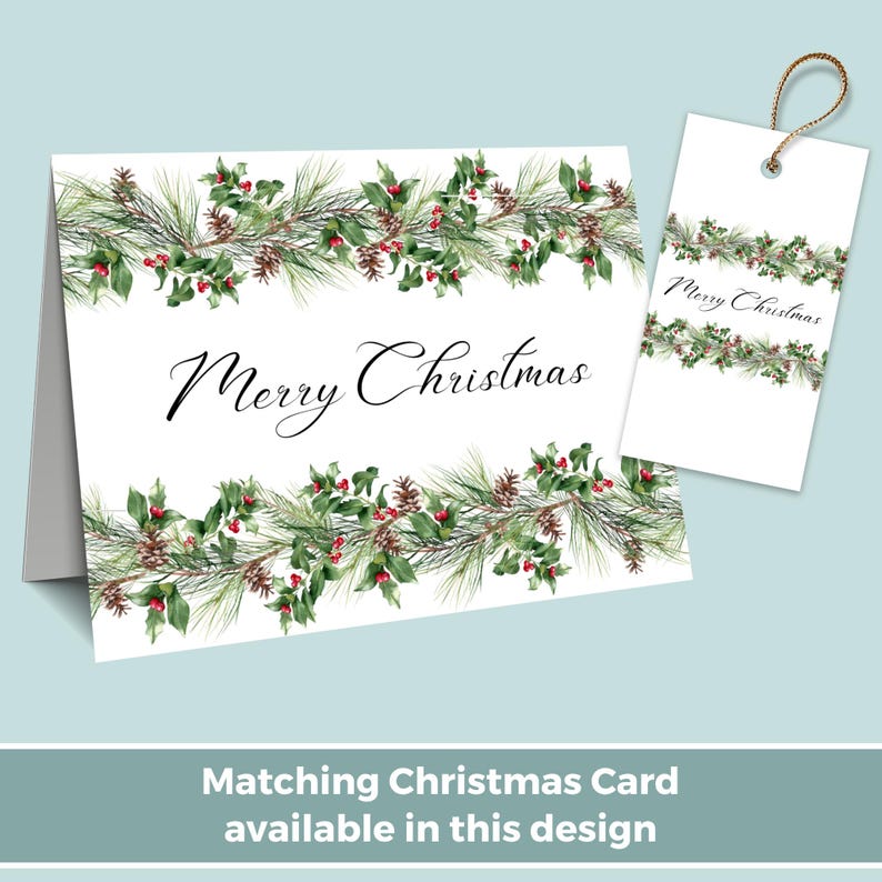 Printable Christmas Gift Tag Instant Download, Festive Christmas Favour ...