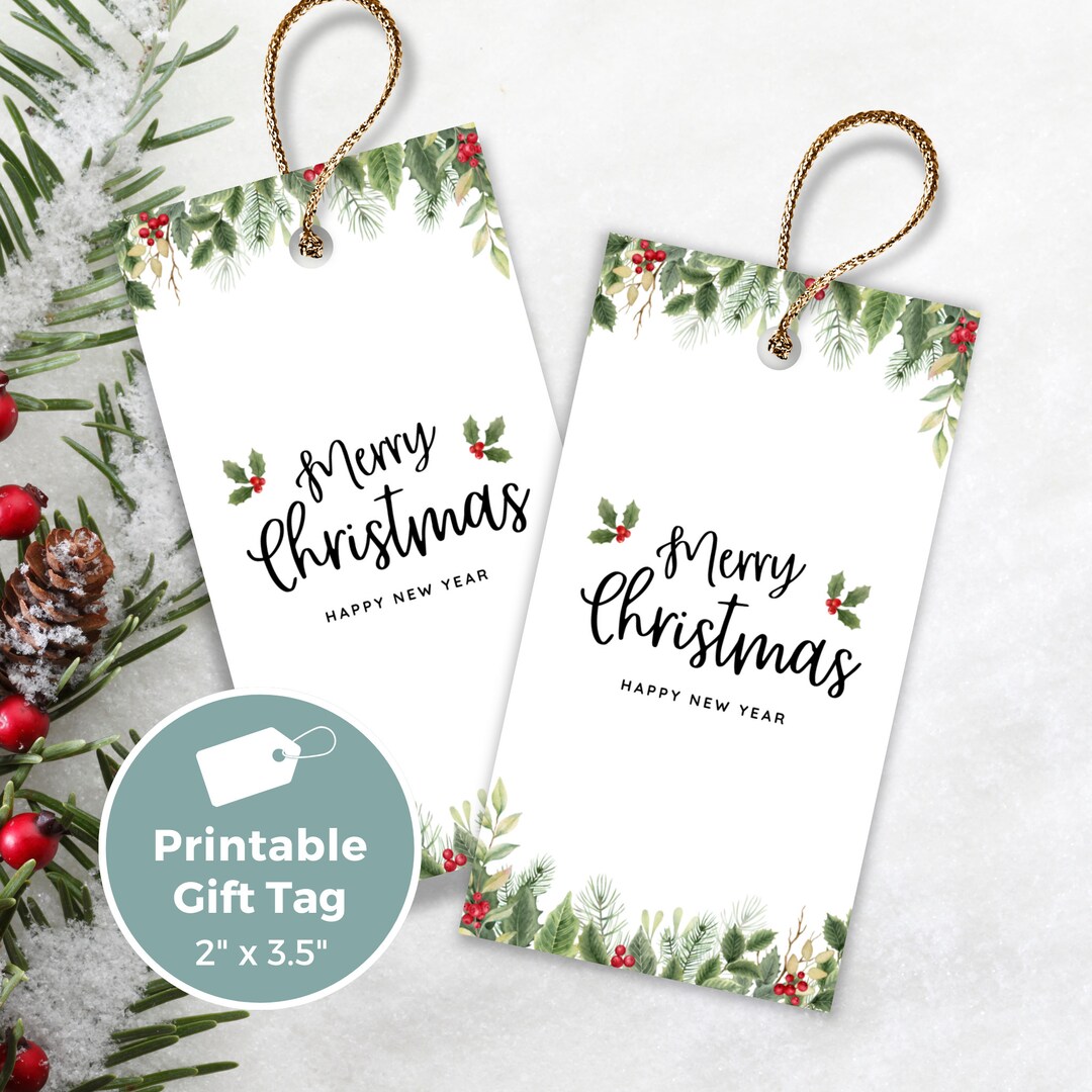 Printable Christmas Gift Tag Instant Download, Festive Christmas Favour ...