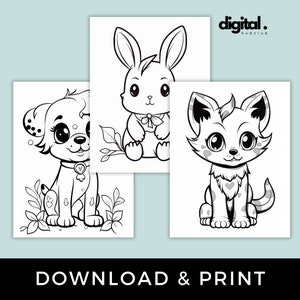 30 Colouring Pages for Kids Printable Cute Pets Colouring - Etsy