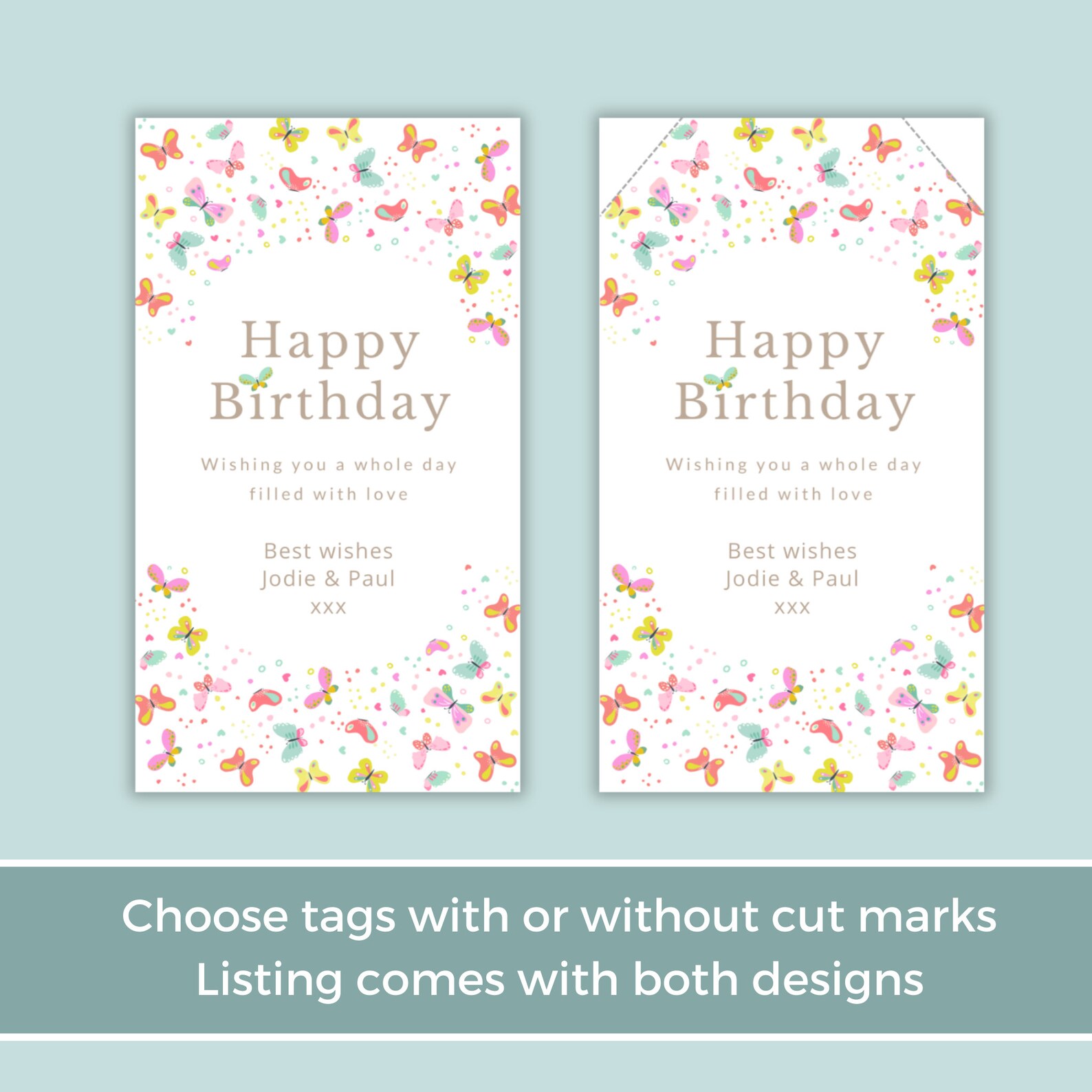 Birthday Gift Tags With Butterflies, Editable Butterfly Gift Tag ...