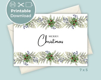 Printable Christmas Card, Digital Download Printable, Merry Christmas ...